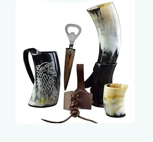 Amazon.com | ZAIBA HANDICRAFT Viking Drinking Horn Mug Bottle Opener ...