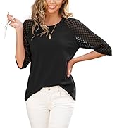 JINKESI Women's Summer Causal Short Sleeve Blouse Round Neck Crop Tops ...