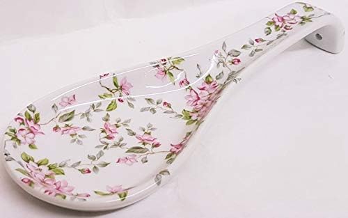 Wild Pink Roses Porcelain 22 cm Medium Spoon Rest Floral Ceramic Spoon ...
