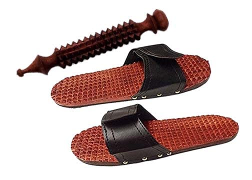 AB CRAFT Wooden Slippers Acupressure Foot/Feet Massager Slippers Brown ...