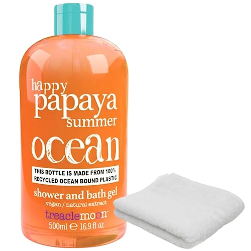 Treacle Moon Shower & Bath Gel (500ml) with Bath Washcloth (Papaya ...