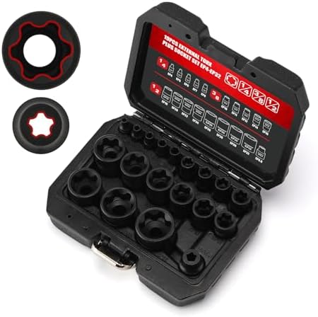 Amazon.com: AKM 19PC External Torx Plus Socket Set,6 point E-Torx Star ...
