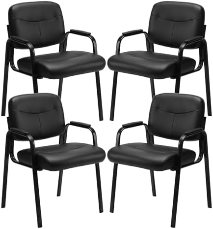 Amazon.com: NEWBULIG Waiting Room Chair Set of 4, Leather Stationary ...