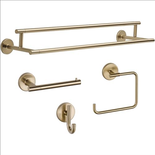 Delta Trinsic 4-Piece Bath Hardware Set with 24 in. Towel Bar, Toilet ...