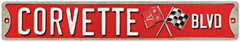 Amazon.com: Open Road Brands Corvette Boulevard Tin Sign - 20x3.38 ...