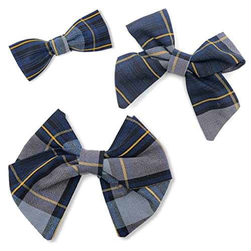 Amazon.com: School Uniform Plaid Hair Bow Set for Girls - Back to ...