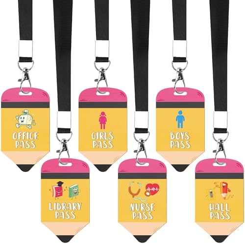 Amazon.com: MENIFEND Hall Pass Lanyards for Classroom: 6 Pcs Hall ...