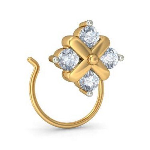 Buy BlueStone 18K Yellow Gold and Diamond Nose Pin at Amazon.in