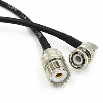 UHF Female Jack to BNC Male Plug Right Angle RG58 Pigtail RF Cable 50CM Quick USA Shipping ...