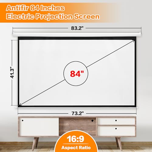 Snapklik.com : Antifir 84 16:9 HD Motorized Projection Screen