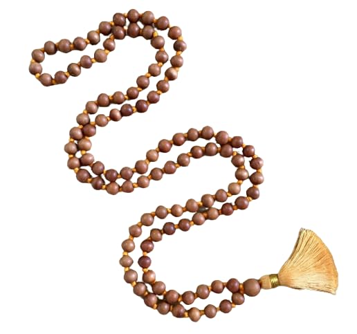 QUARA Gems Sandalwood Mala 108 Beads Original Certified Jaap Mala Safed ...