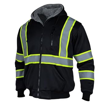Buy Sicalobo Men's High Visibility Fleece Lined Safety Hoodie,Reflective Winter Bomber Jacket,Hi ...