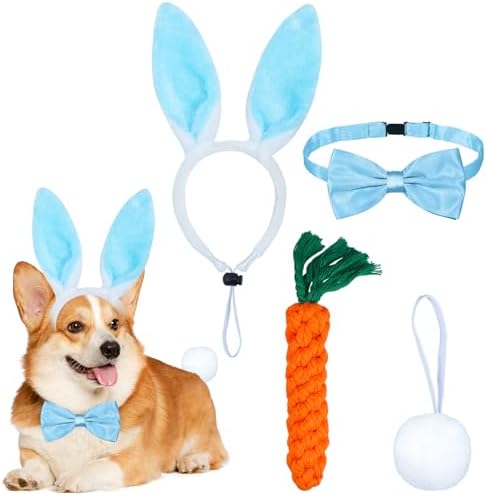Amazon.com : Dog Bunny Costume Set,Pet Rabbit Ears Headband Tail and ...