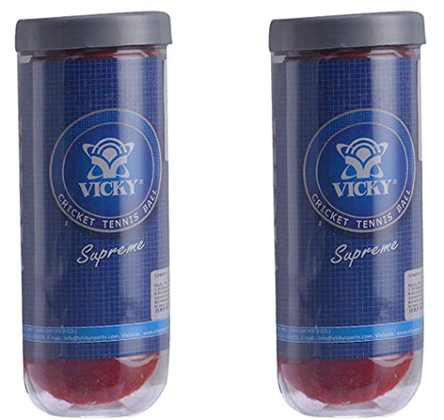 Vicky Supreme Heavy Cricket Tennis Ball, Pack of 6 (Red, Standard Size ...