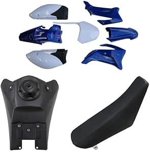 Amazon.com: CWTD Blue and White Plastics Fender Fairing Kit with Seat ...