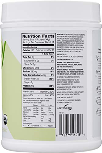 Amazon Brand - Revly Organic Plant-based Protein Powder, Chocolate, 1.5 ...