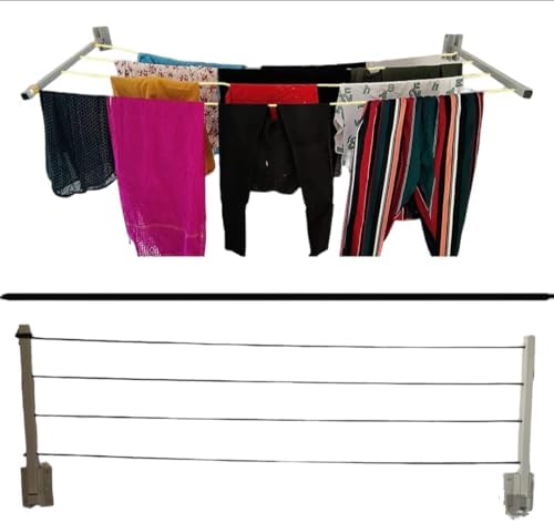 RoboRich Foldable Wall Mount Cloth Drying Stand 4 Tier White Drying ...