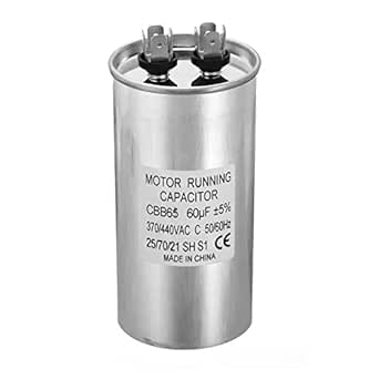 PATIKIL 60uF ±5% 60MDF 370/440V AC Fan Start Capacitor, CBB65 Circular Run Capacitor for AC ...