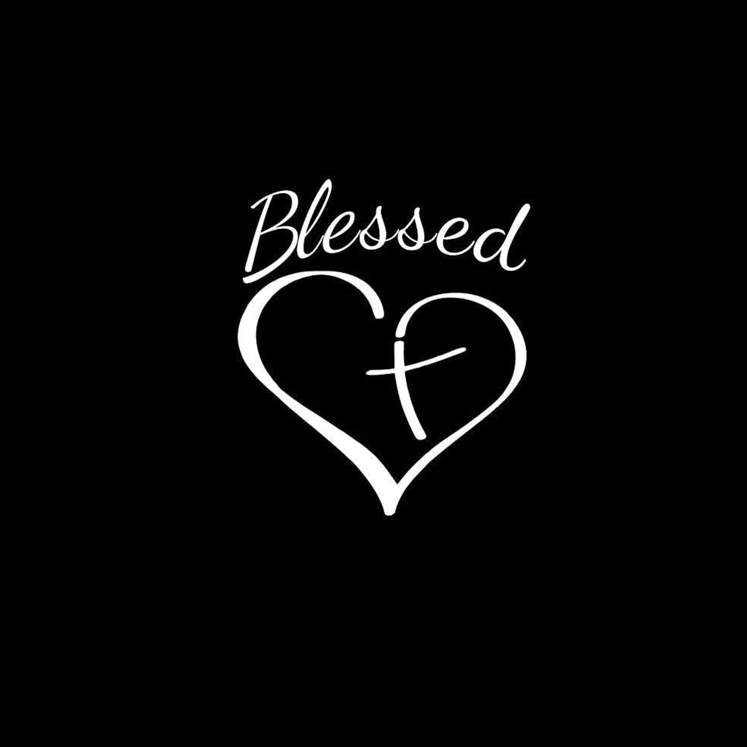 Amazon.com: Smart Blessed Cross and Heart Christian Vinyl Decal ...
