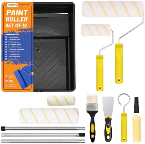 Paint Roller Set 12 Pieces, Professional Paint Rollers and Trays Sets ...