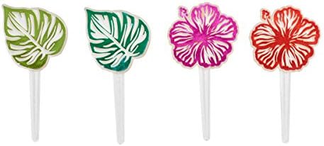 Amazon.com | Tropical Flowers and Leaves Cupcake Picks - 24 pc ...