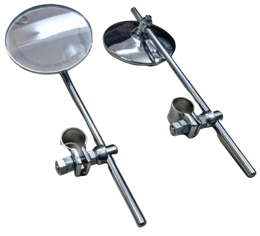 DOLSHACOB® Hard Chrome Straight Rod Rear View Mirrors For Classic ...