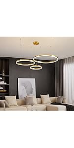 LightInTheBox Modern LED Gold Ring Chandelier, 31.5" Halo Pendant Light ...