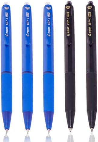 Pilot BP-1 RT 0.7mm Fine Tip Ball Pen with Soft Rubber Grip | Pack of 5 ...