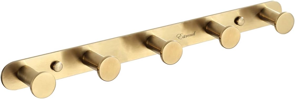 Amazon.com: Estrend Brushed Gold Coat Rack Wall Mount Coat Hook Rail ...