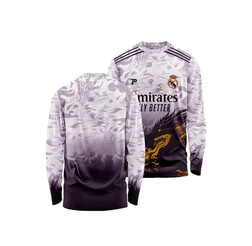 PLAY FUSION RM Dragon Design Long Sleeve Jersey, White and Black ...