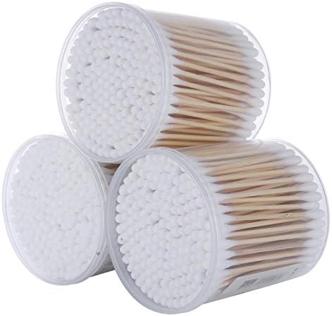 Amazon.com : 3 Boxes Total 600 Count Double Tipped Cotton Swabs Wooden ...