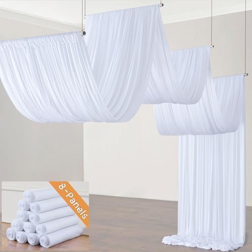 Amazon.com : 40ft×40ft White Ceiling Drapes for Weddings Parties,8 ...