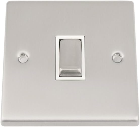 Light Switch Single 1 Gang - Satin Matt Chrome - Square - White Insert ...