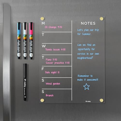 Amazon.com : Magnetic Acrylic Weekly Calendar for Fridge, Weekly Meal ...