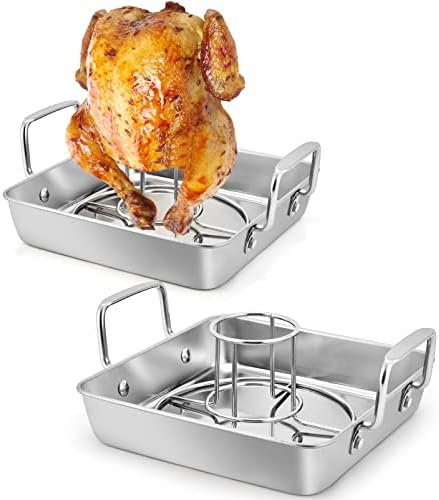 Amazon.com: TeamFar Beer Can Chicken Holder (2 Pans + 2 Racks ...