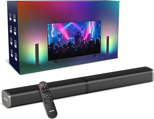 Wohome Sound Bars for TV, Colorful LED Light Bar Speakers, 2.2ch 32 ...