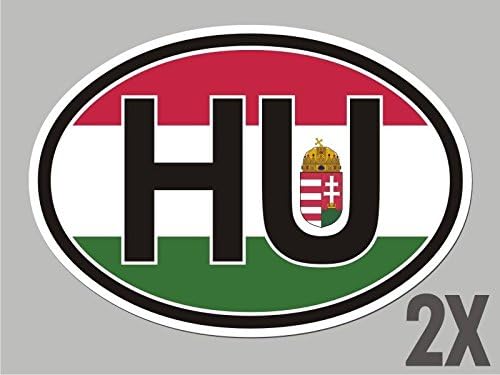Amazon.com - 2 Hungary HU Oval Stickers Flag Decal Bumper car Bike ...