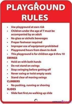 Amazon.com: Playground Rules Sign Outdoor Metal Aluminum Poster for ...