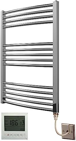 Greened House Electric Chrome 400W x 800H Flat Towel Rail + Timer and ...