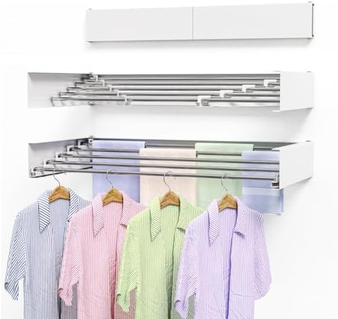Amazon.com: Wall Mounted Collapsible Clothes Drying Rack - Compact ...