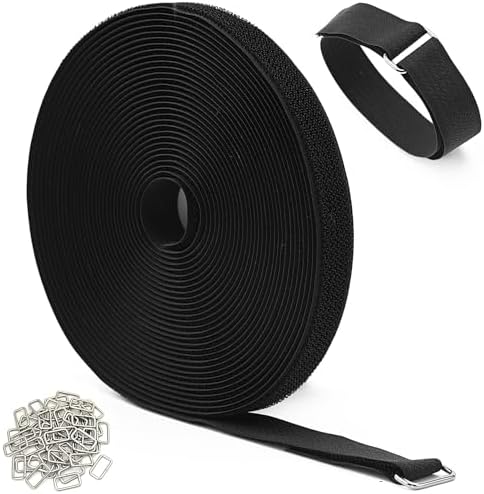 YMCRLUX 2.5cm x5m Hook and Loop Straps with 25 Metal Buckles,Cut-to ...