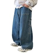 Nutriangee Men's Baggy Wide Leg Barrel Jeans Loose Fit Trendy Cutlass ...