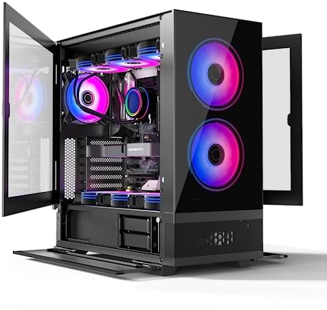 iONZ PC Gaming Black Case Mid Tower ATX, E-ATX - KZ-V Dark Aether ...