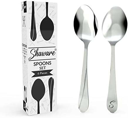 Shaware Teaspoons Set of 6 - Size of 140mm x 32mm x 2mm - Stainless ...