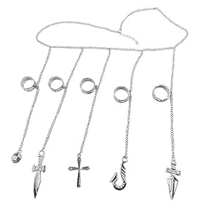 LOOM TREE® Alloy Kurapika 5 Ring Chains Bracelet Jewelry Rings Cosplay ...