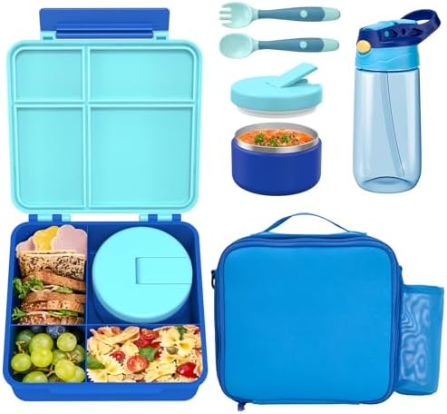 Amazon.com: LOHASOK Kids Bento Lunch Box with 4 Compartments, Insulated ...
