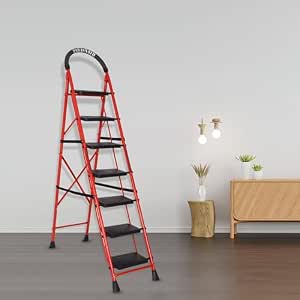 Parasnath 7 Step GoUp Steel Ladder Red Colour Foldable Step Ladder ...