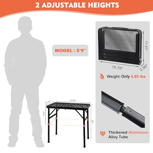 GREGIN Camping Table with Mesh Desktop, Lightweight & Portable Folding ...