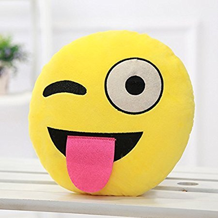 Smiley Pillow 30cm Naughty Cute Yellow Sofa Cushion Stuffed Soft Plush ...