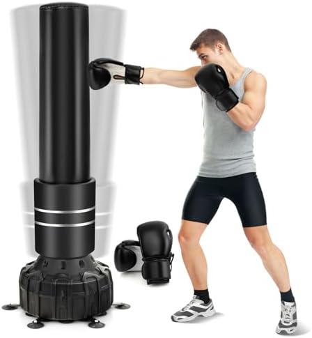 Costway Freestanding Punching Bag, 182cm Boxing Bag with 25 Suction ...